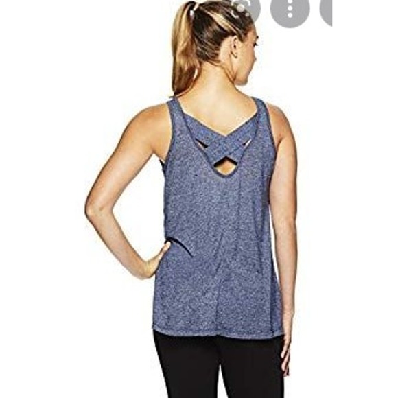 GAIAM | Tops | Gaiam Wide Strap Cross Back Winnie Wide Heathered Blue ...
